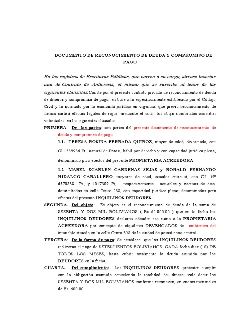 Contrato de Anticretico | PDF