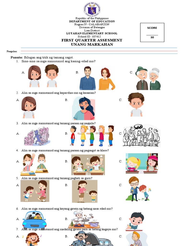 First Quarter Assessment With Tos | PDF