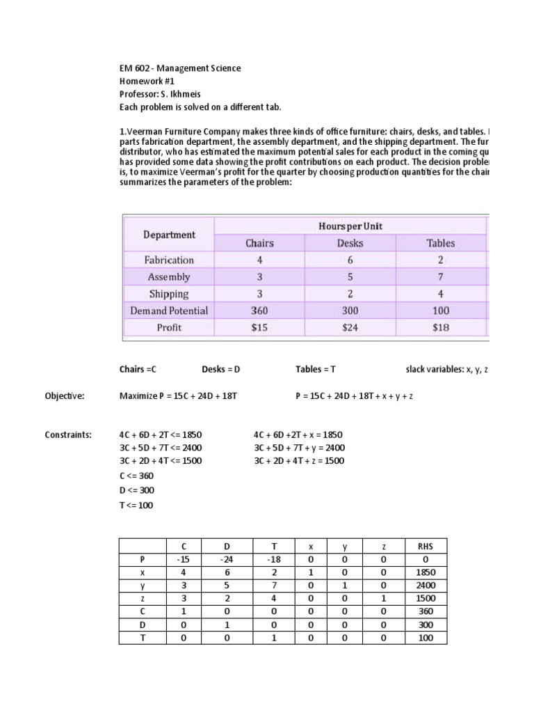 Management Science Homework | PDF | Mathematical Optimization | Theoretical Computer Science
