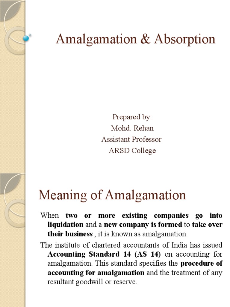 Amalgamation Absorption | PDF