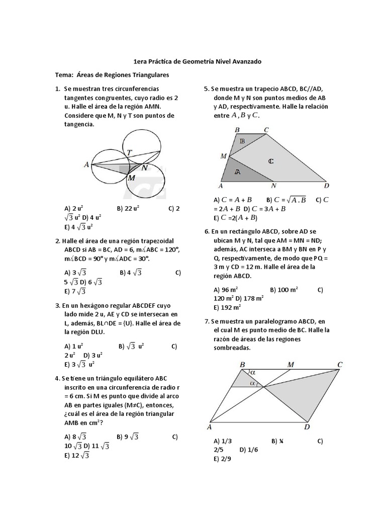 Práctica Avanzada de Geometría Triangular | PDF | Triángulo | Geometría ...