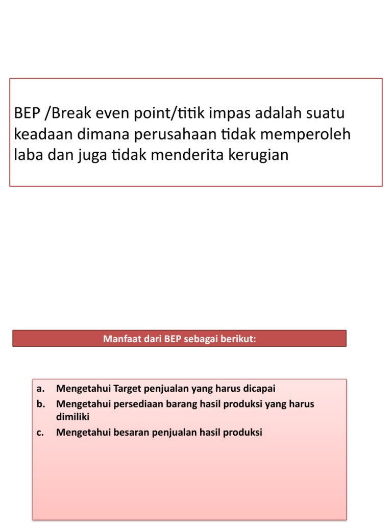 Memahami Perhitungan BEP (Break Even Point) | PDF