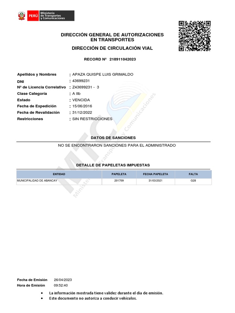 Record de Conductor | PDF