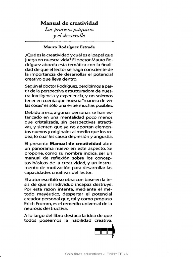 MANUAL DE CREATIVIDAD LOS PROCESOS PSIQUICOS Y EL DESARROLLO - MAURO RODRIGUEZ - Repaired | PDF
