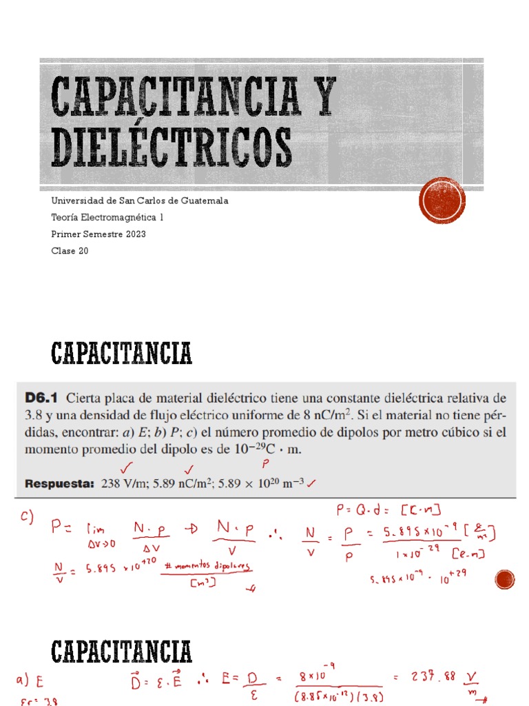 Clase 20 - Capacitancia y Dieléctricos | PDF