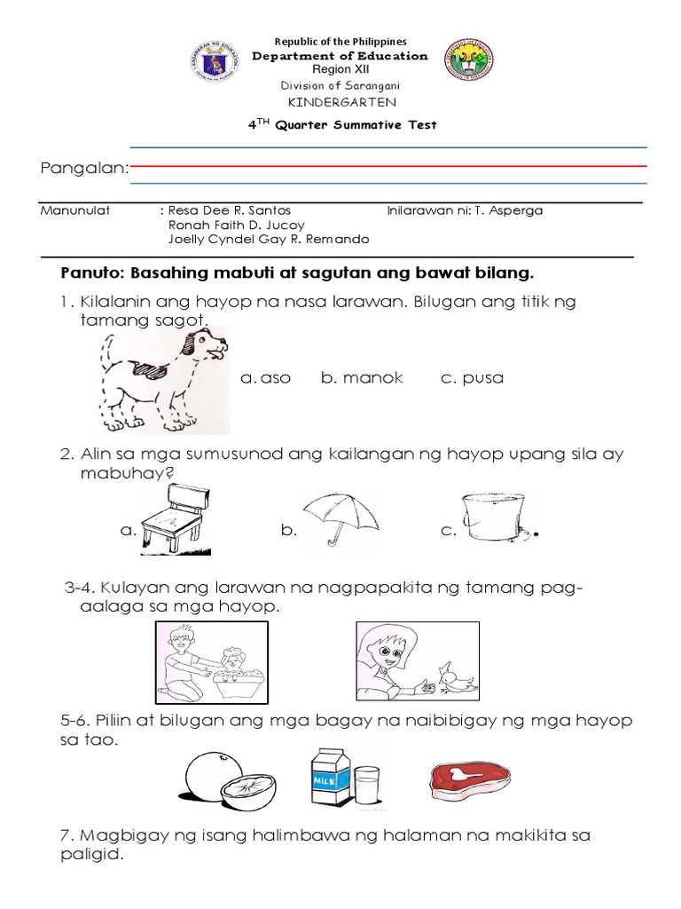 4th Quarter Summative Test | PDF