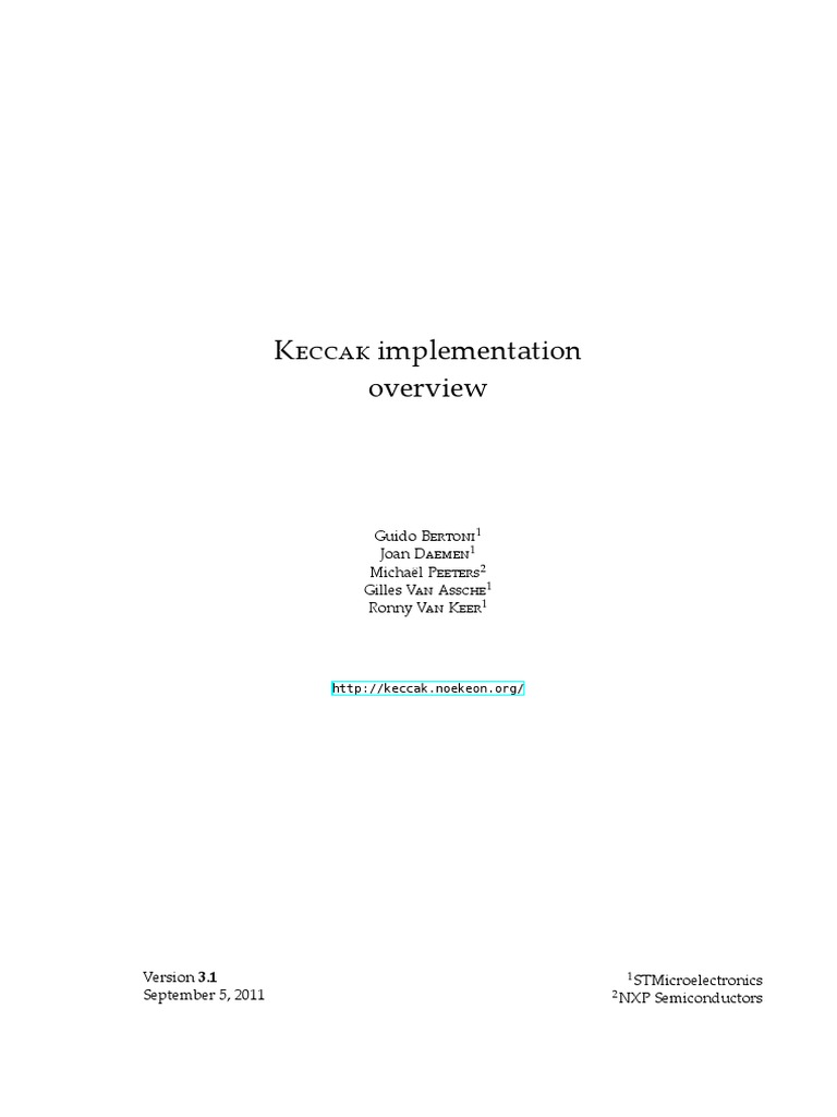 Keccak Implementation 3.1 | PDF | Bit | Central Processing Unit