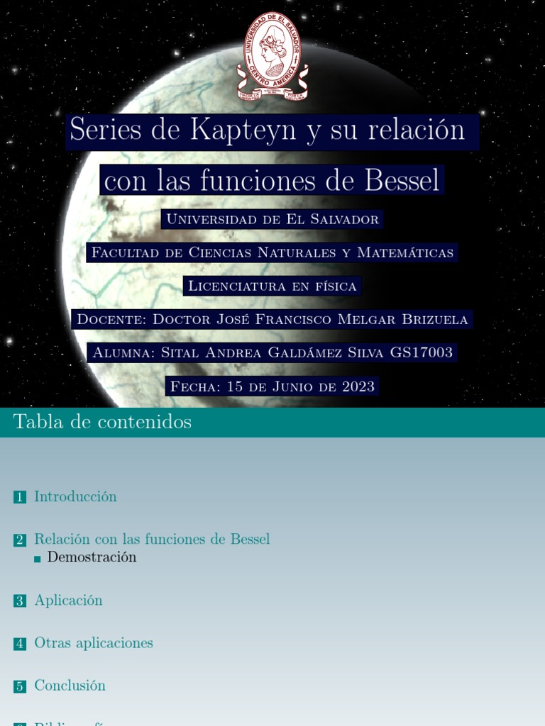Series de Kapteyn y Su Relación Con Las Funciones de Bessel | PDF ...