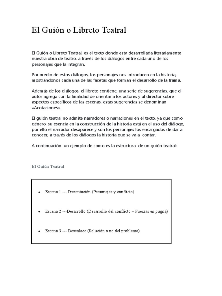 El Guión o Libreto Teatral 5to | PDF | Teatro | Narración