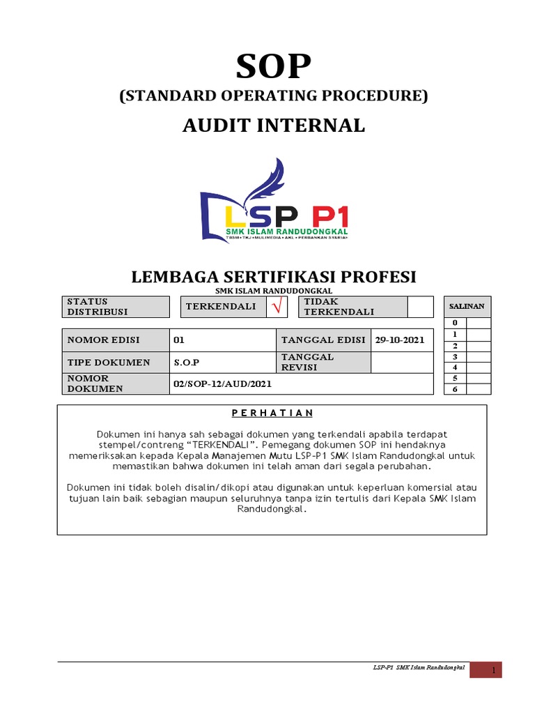 Sop 012 Audit Internal WR | PDF