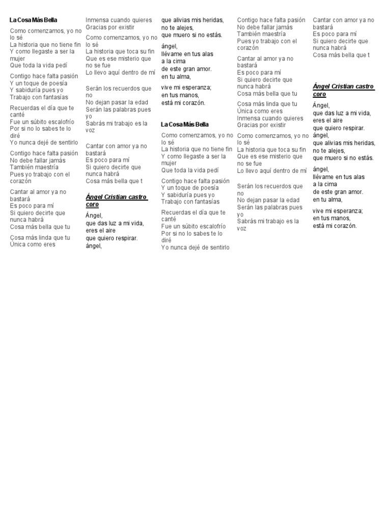 La Cosa Más Bella: Un Canto al Amor | PDF