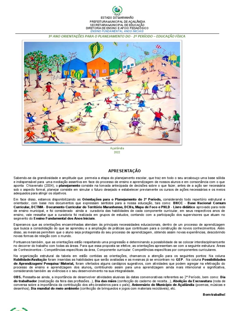 3º Ano Ed Físca | PDF | Aprendizado | Pedagogia