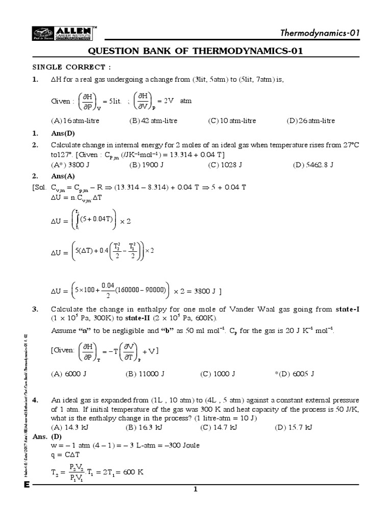 Thermodynamic 01 | PDF | Gases | Heat
