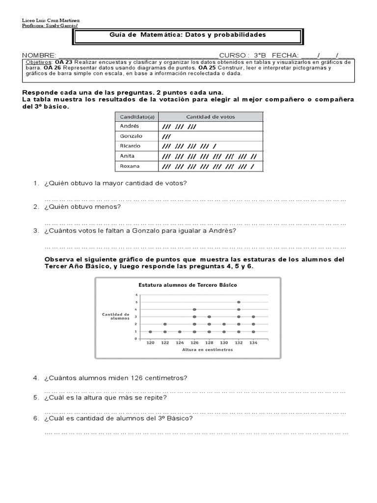 Guía Con Nota, Datos y Probabilidades | PDF