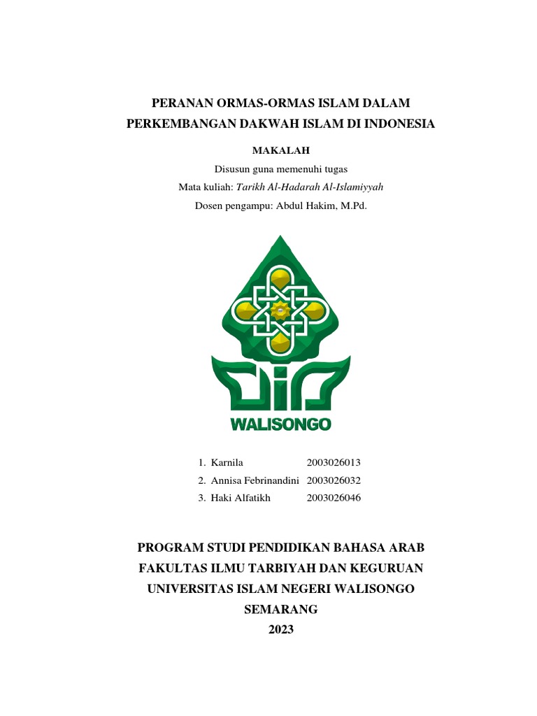 Makalah Kelompok 14 - Peranan Ormas-Ormas Islam Dalam Perkembangan ...