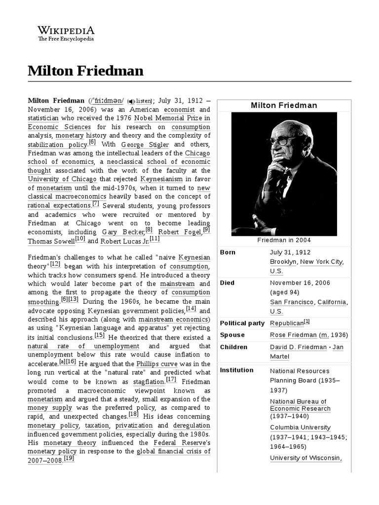 Milton Friedman | PDF Milton Friedman | PDF