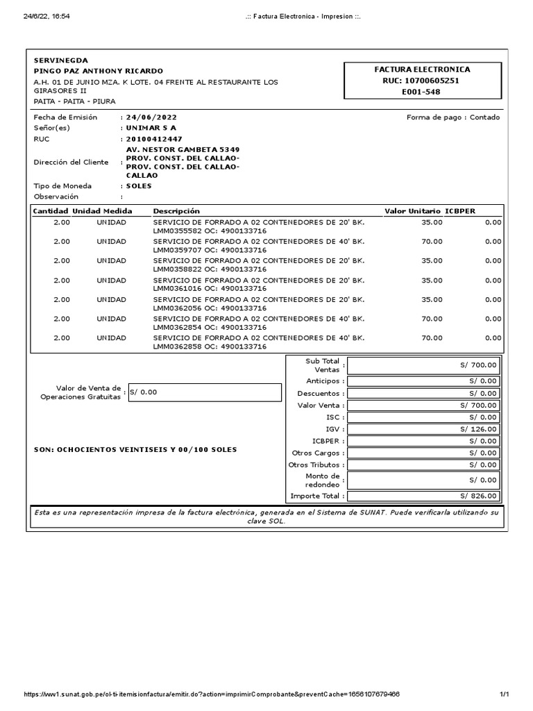 Factura Unimar #548 | PDF | Tecnología bancaria | Pagos