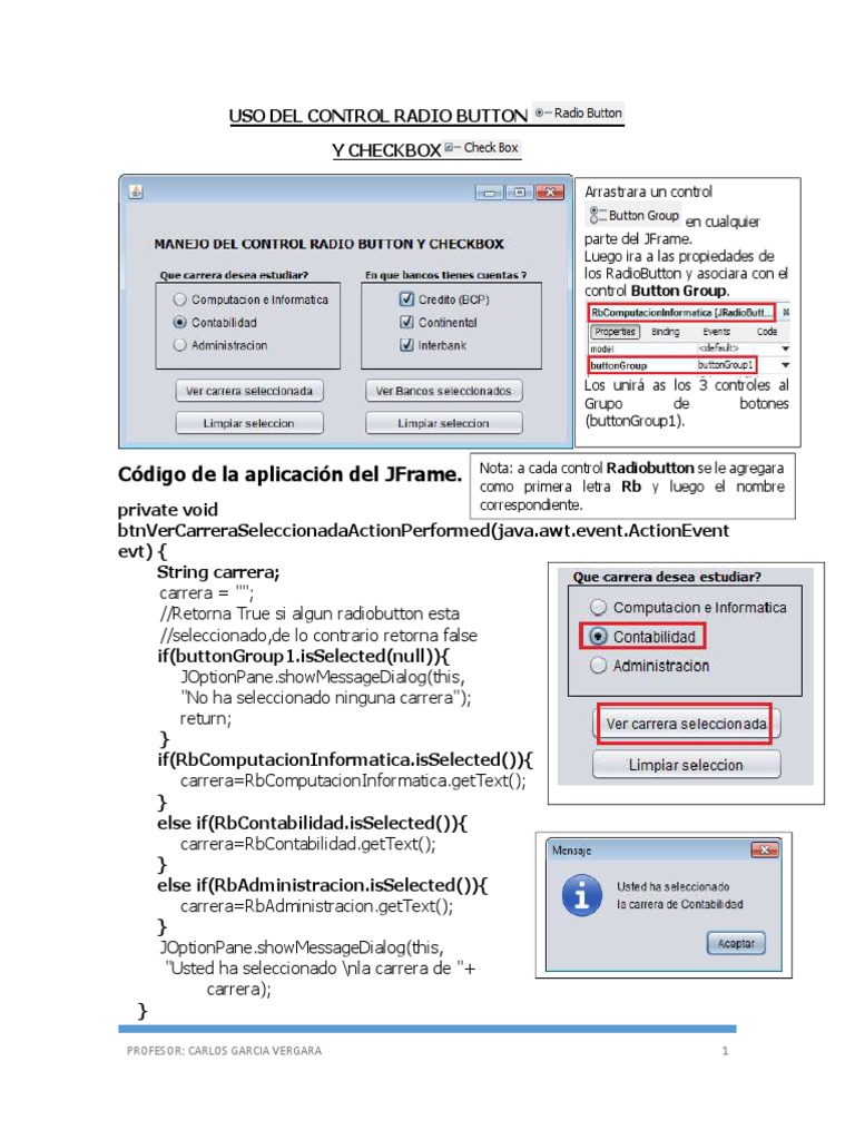 Uso Del Control Radio Button y Checkbox | PDF | Programación de ...