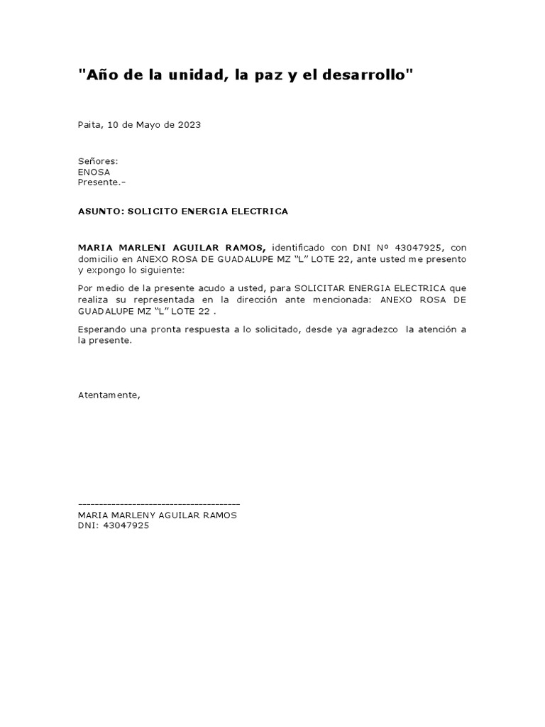 Solicitud de Luz para Obtener | PDF