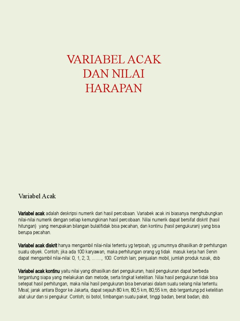 Variabel Acak & Nilai Harapan | PDF