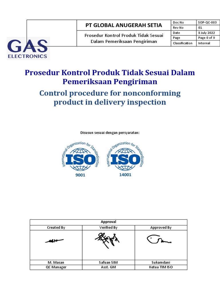 Contoh Format SOP ISO | PDF