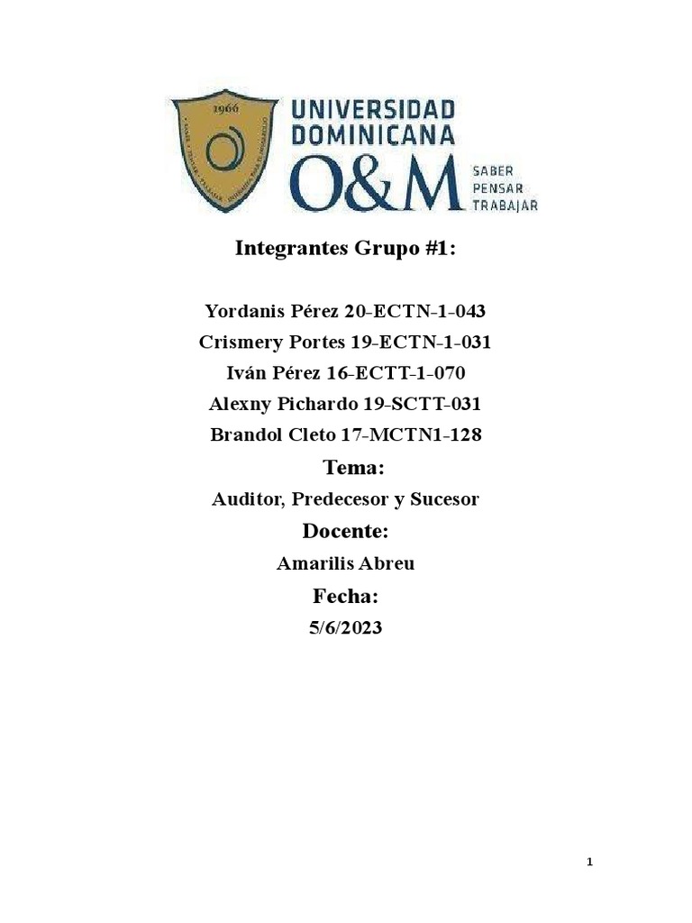 Auditor Predecesor y Sucesor: Claves | PDF | Auditoría | Contralor