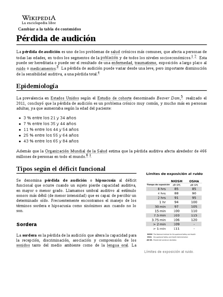 Pérdida de Audición | PDF | Comunicación humana | Neurociencia
