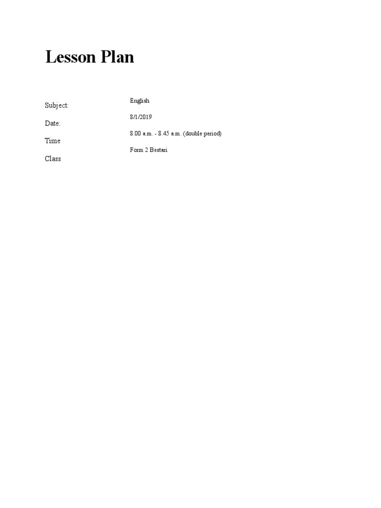 Lesson Plan Intermediate | PDF | Teachers | Learning