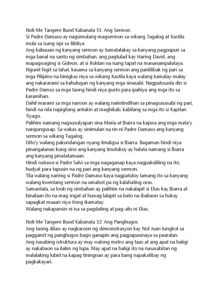Noli Me Tangere Kabanata 31 To 50 | PDF