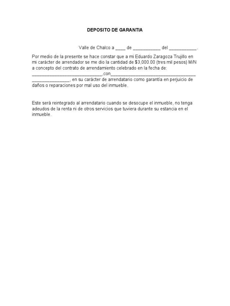Deposito de Garantia | PDF