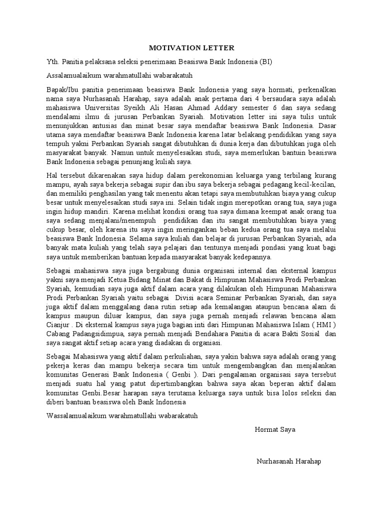 Motivation Letter 1 | PDF