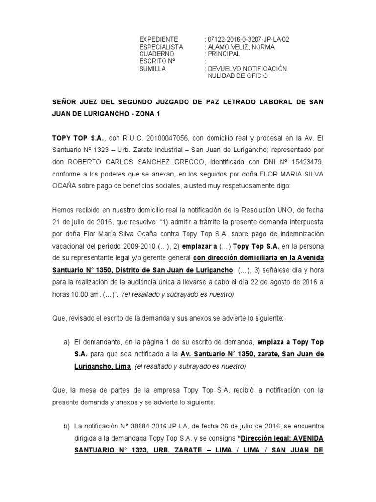 Devuelvo Notificacion | PDF | Derecho