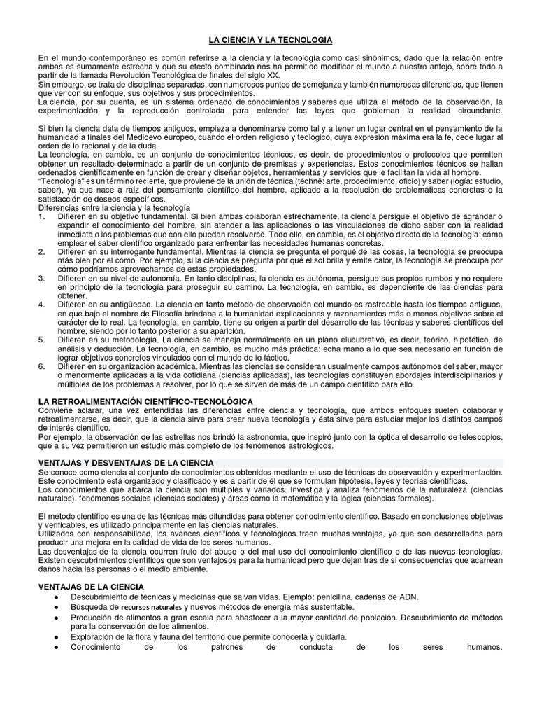La Ciencia y La Tecnologia | PDF | Science | Conocimiento