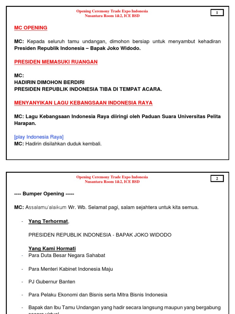 MC Script - Tei 2022 Revisi 04 | PDF