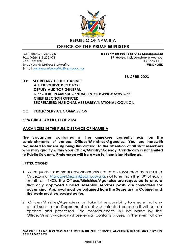 PSM Circular No D of 2023 | PDF