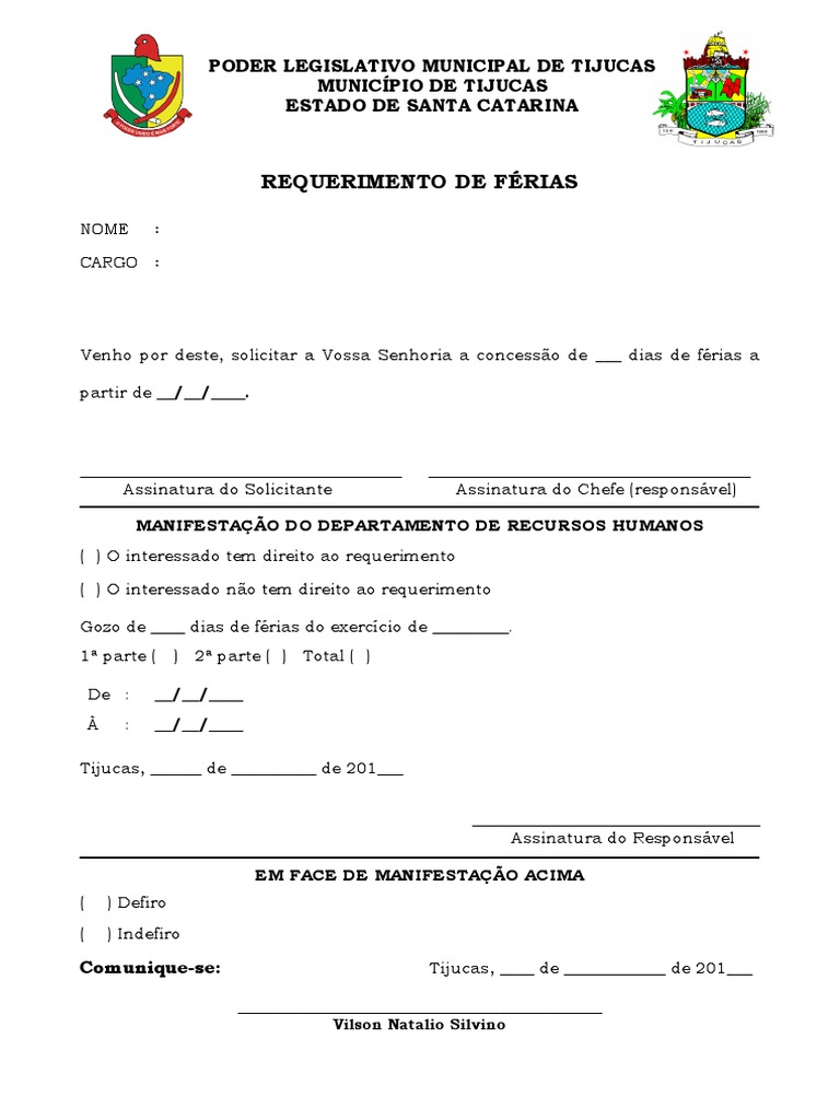 Requerimento de Ferias | PDF Requerimento de Ferias | PDF