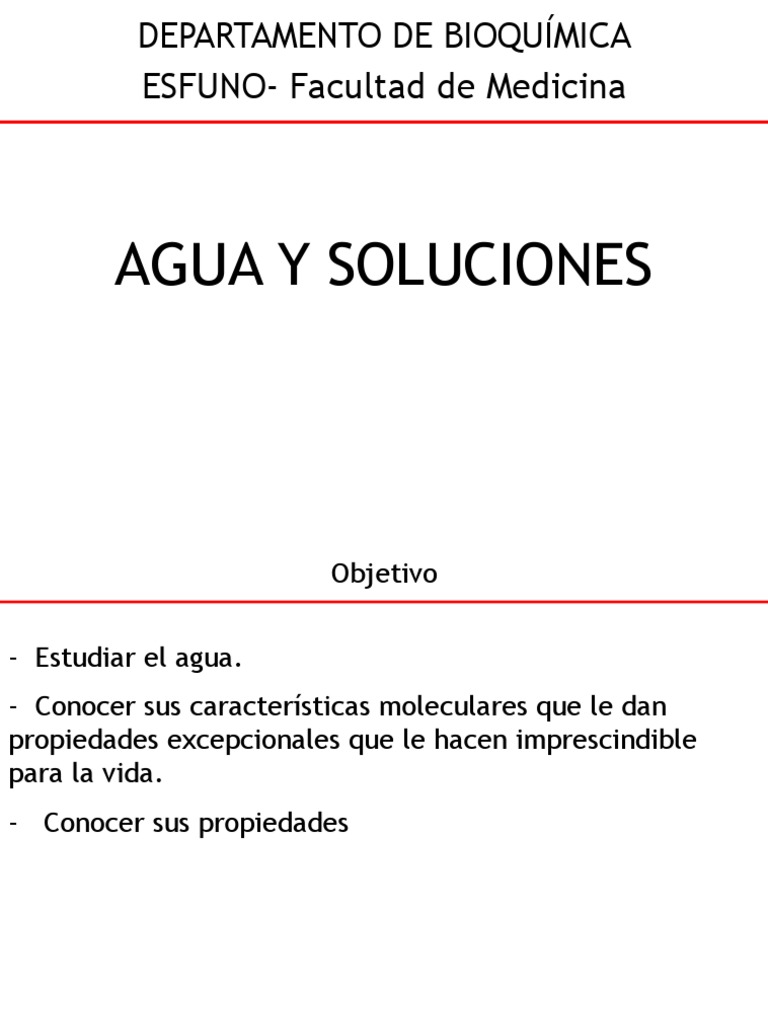 Teor 1 Agua y Soluciones Nuevo Def | PDF | Propiedades del agua | Enlace covalente