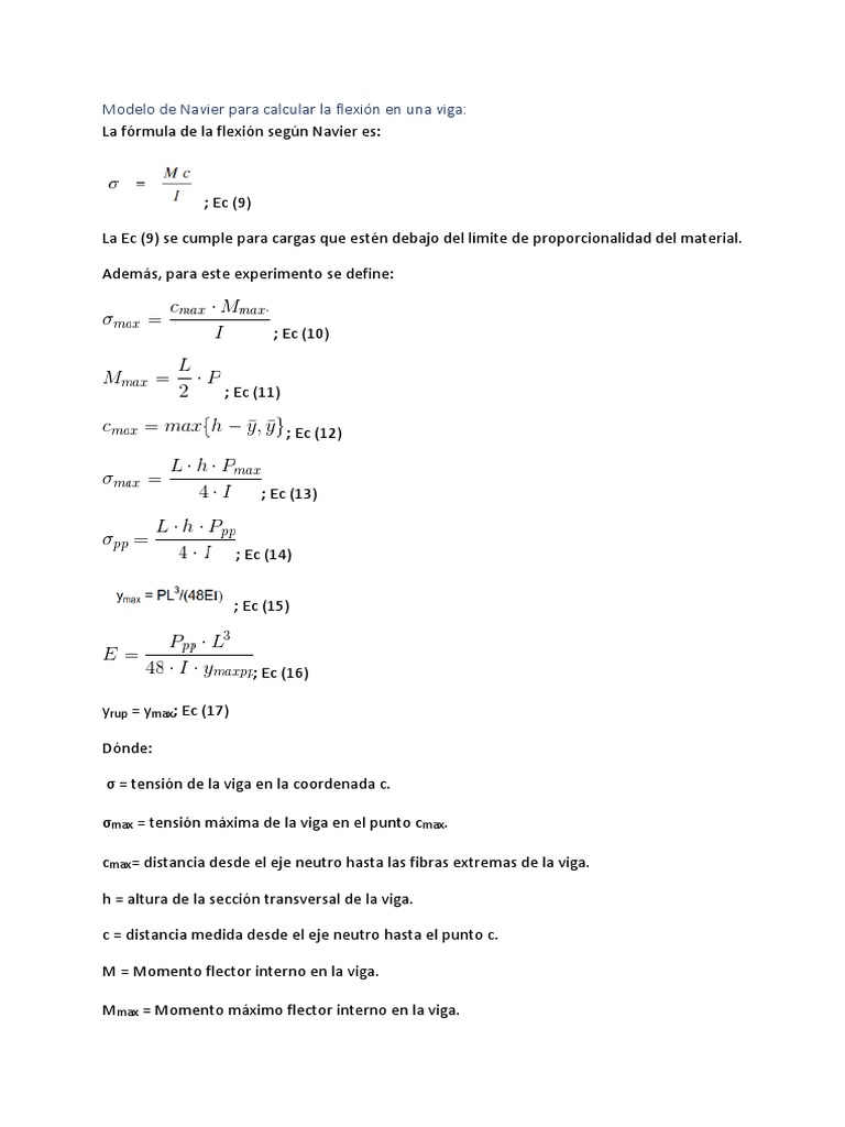 Modelo de Navier para Calcular La Flexión en Una Viga:: Rup Max | PDF ...