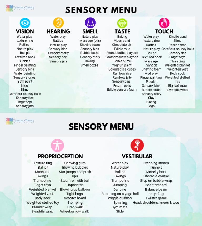 Sensory Menu | PDF