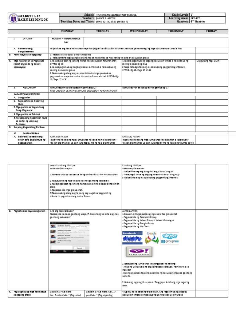 Grade 5 DLL EPP 5 Q4 Week 7 | PDF