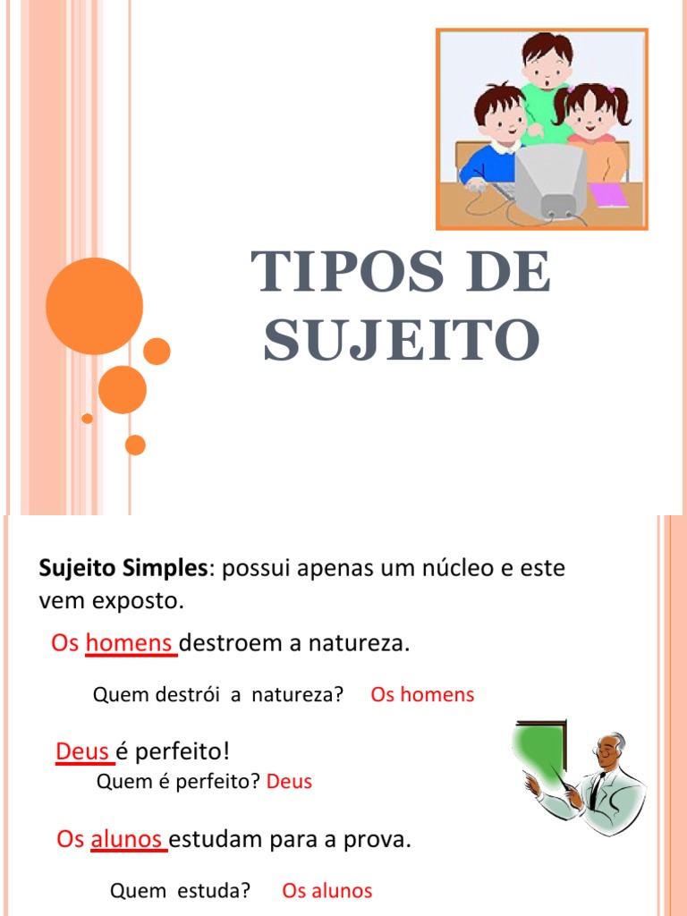 19-Aula 2 - Tipos de Sujeito - 8 Ano | PDF | Assunto (gramática) | Ciência cognitiva
