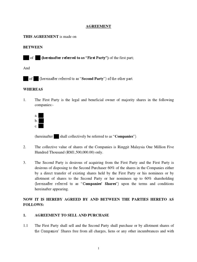 Shares Agreement | PDF