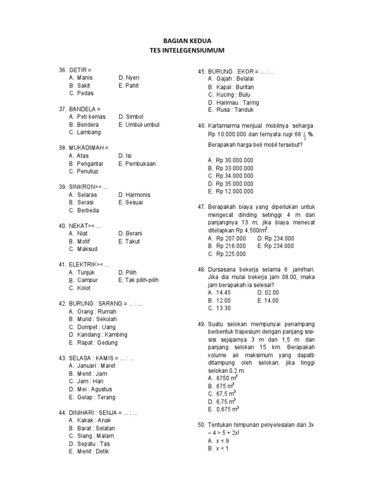 Latihan Soal TIU PDF Jawaban Dan Pembahasan | PDF
