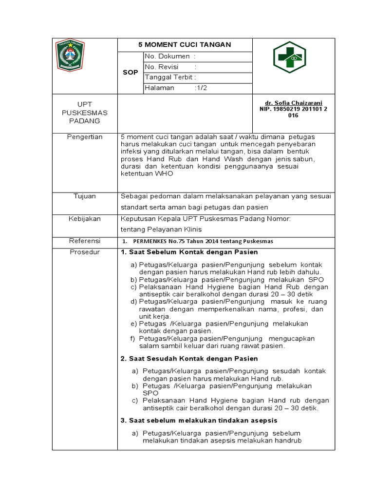 SOP 5 Moment Cuci Tangan | PDF