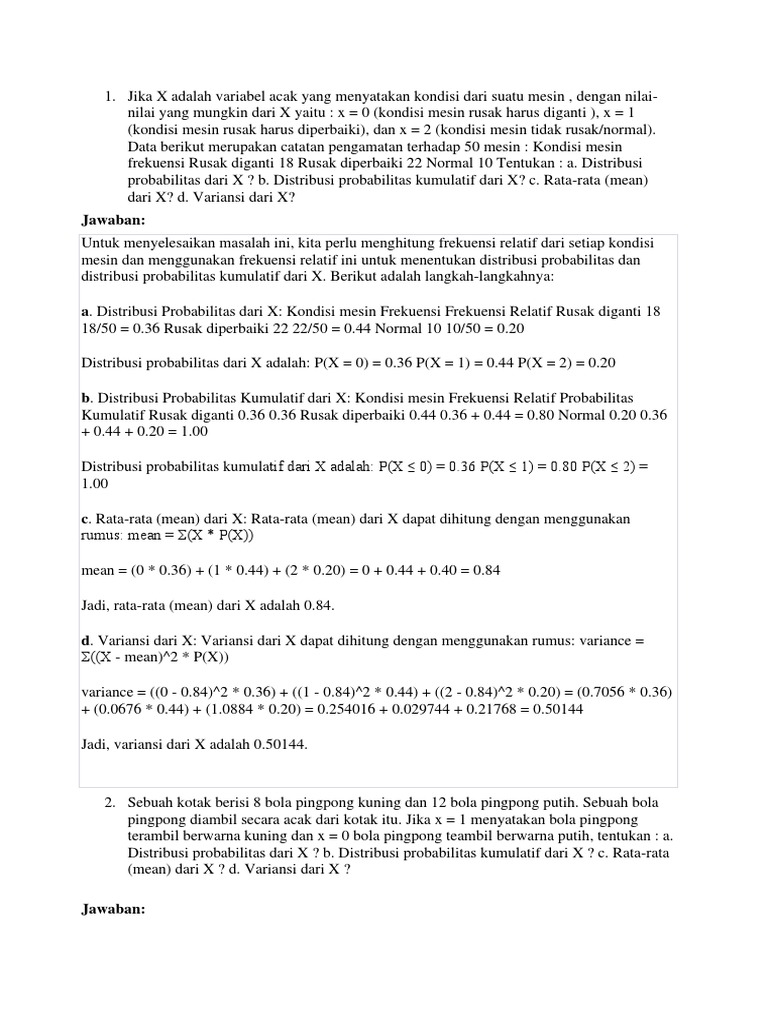 Soal Latihan UAS Probstat | PDF