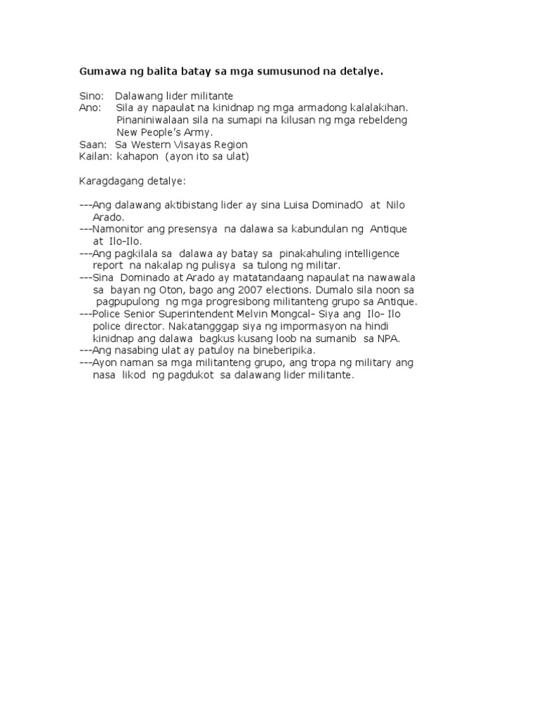 Balita-Exercise-6 | PDF