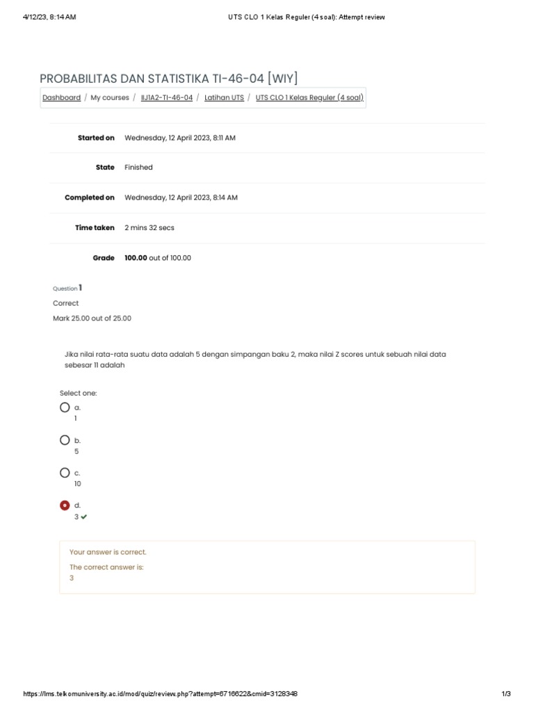 UTS CLO 1 Kelas Reguler (4 Soal) - Attempt Review | PDF