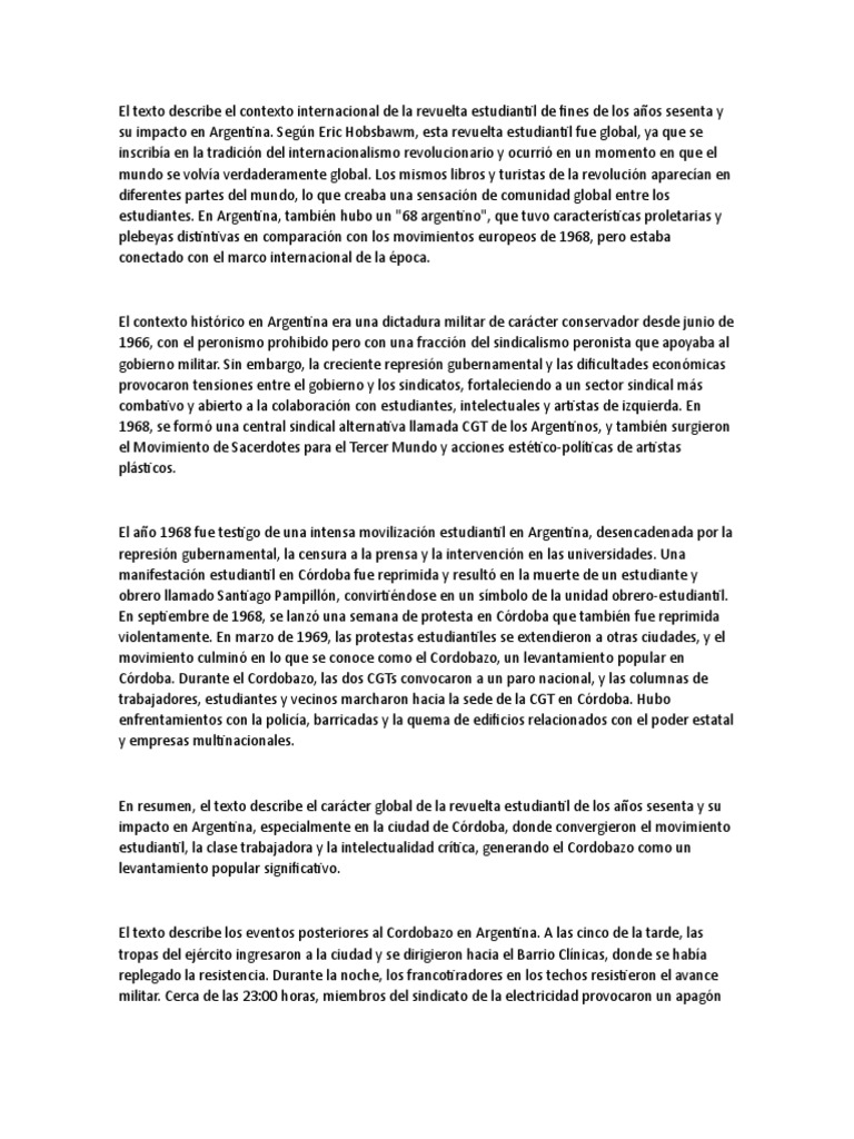 Revuelta estudiantil y Cordobazo en Argentina | PDF | Argentina | Comunismo