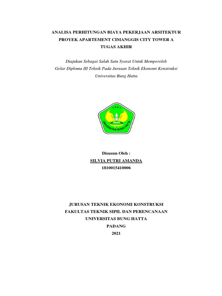 IV. Laporan TA (Silvia Putri Amanda 1810015410006) New Halaman 1 10,21 68 Digabungkan | PDF