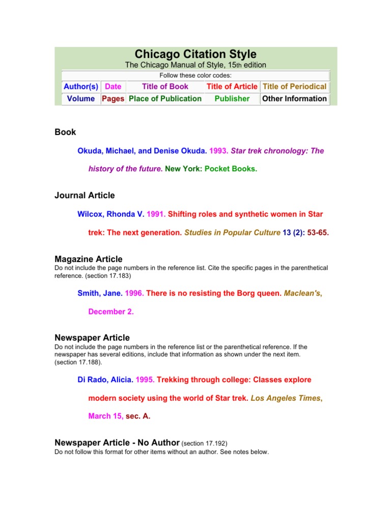 Chicago Citation Style | PDF